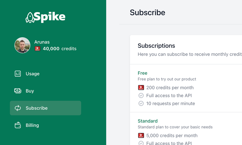 Spike v1.6 - Stripe Checkout, Thank you page redirects, custom credits icon - Spike - credit ...